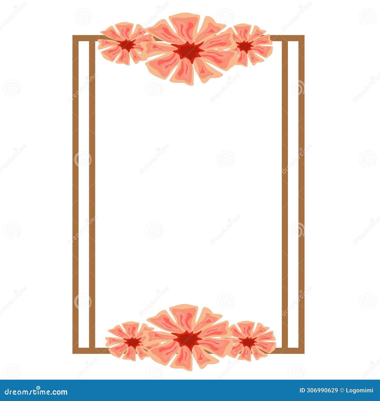 Rectangle Floral Frame Wreath, Flower Border Vector Illustration Design ...