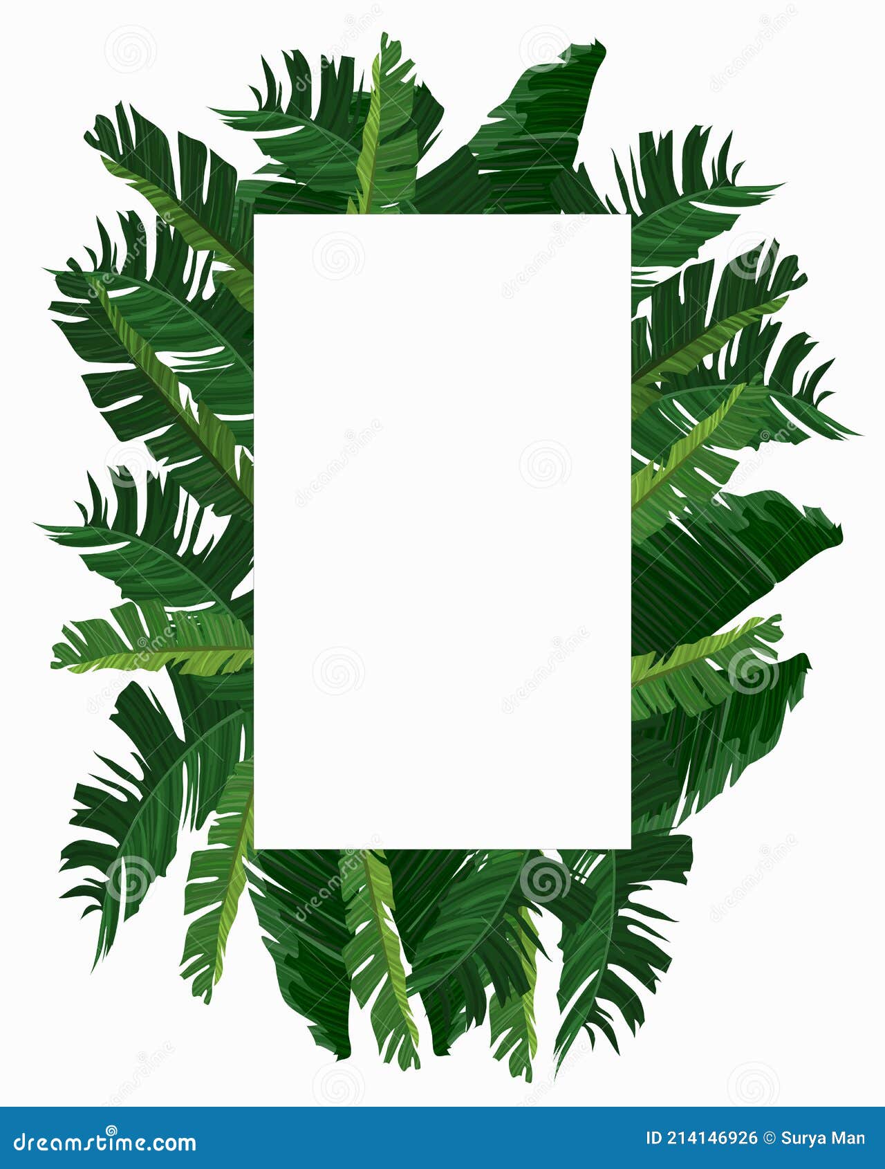 Rectangle Frame with Banana Leaves Stock Vector - Illustration of ...