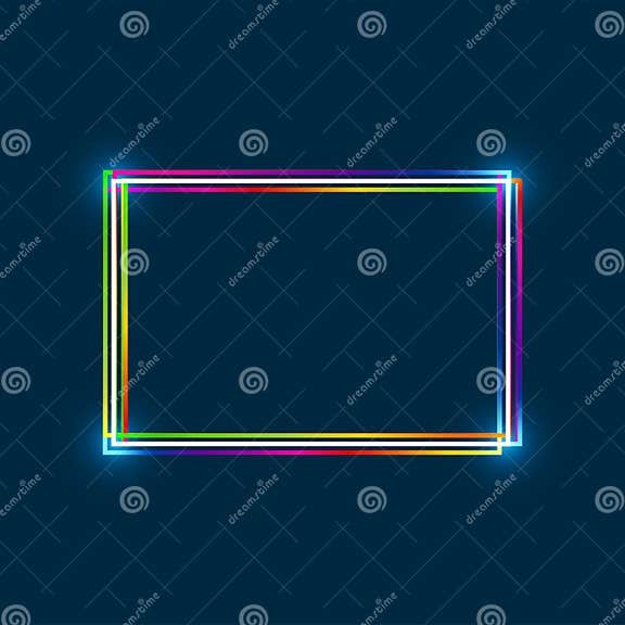 Rectangle Frame with Colorful Multi-layered Outline and Glowing Light ...