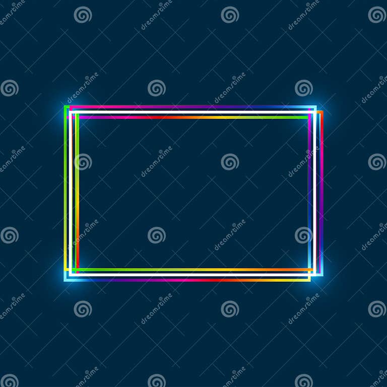 Rectangle Frame with Colorful Multi-layered Outline and Glowing Light ...