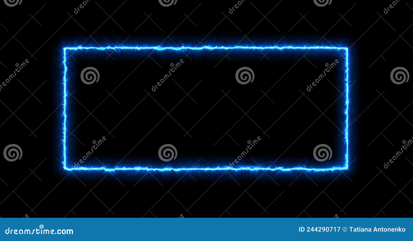 Rectangle, Frame of Energy, Neon, Smoke. Blue Rectangle on a Black ...