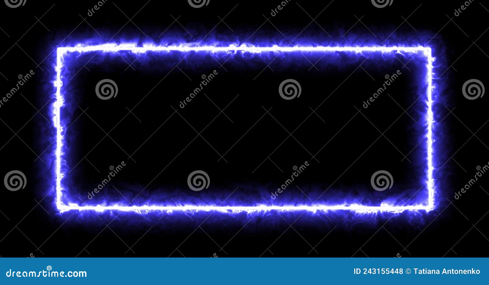 Rectangle, Frame of Energy, Neon, Smoke. Blue Rectangle on a Black ...