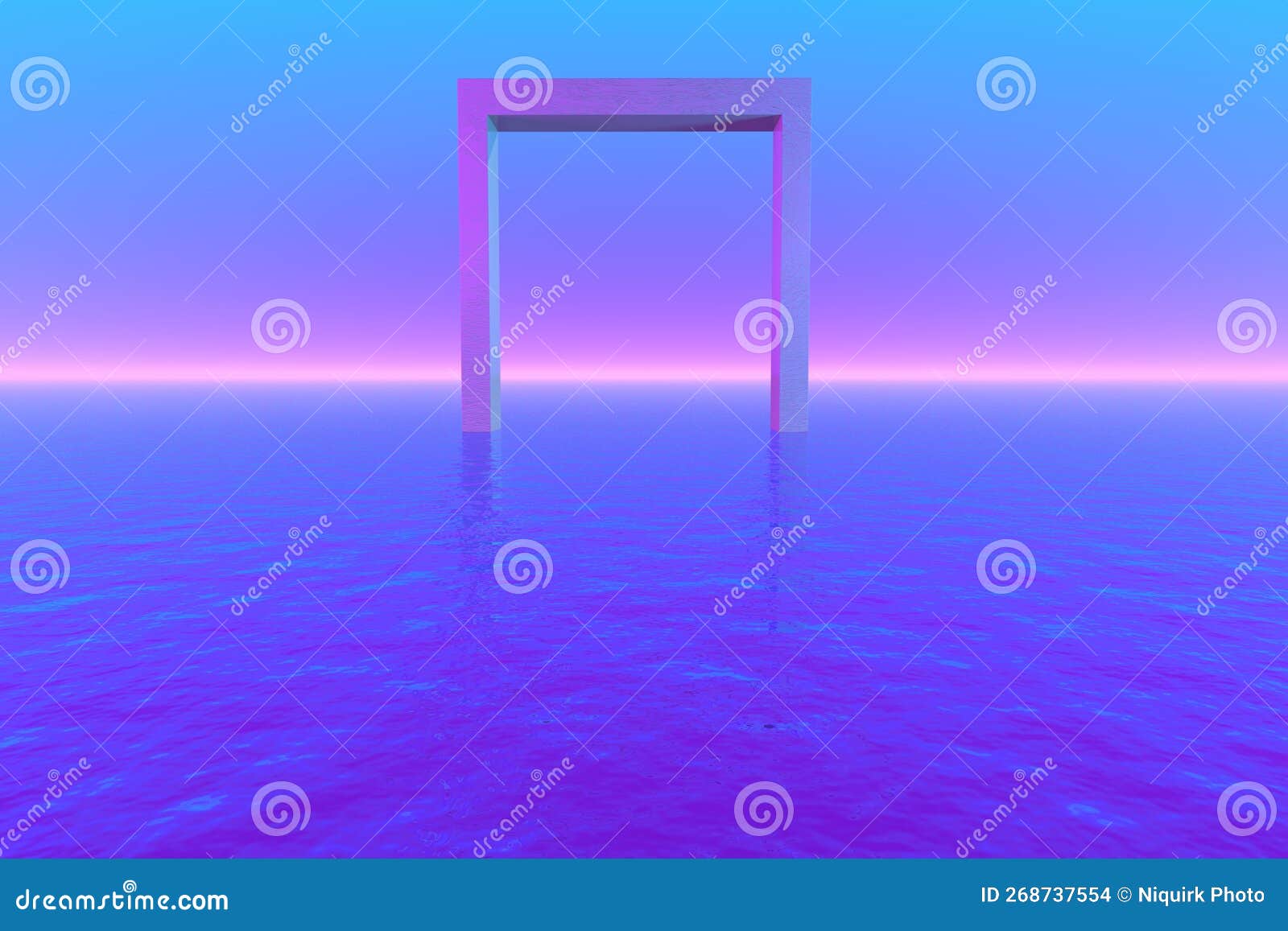 Rectangle Frame Floating Above Neon Water Surface. Stock Photography ...