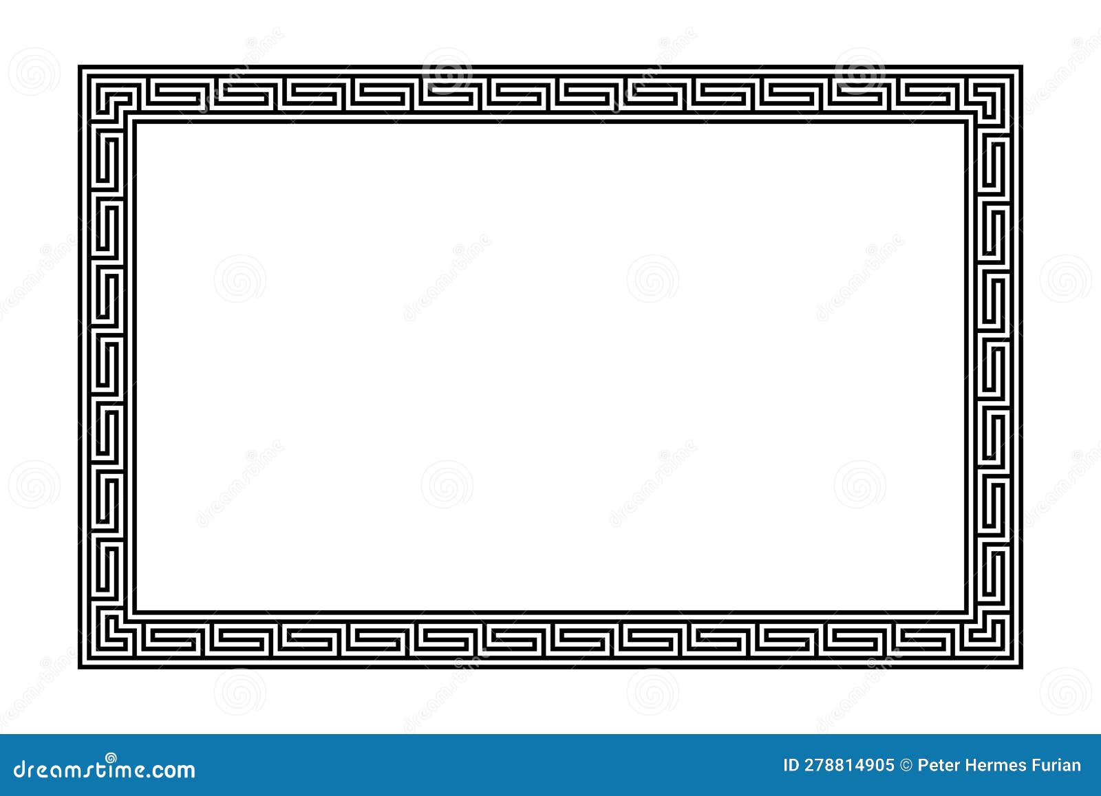 Rectangle Frame with Greek Fret Ornament and Seamless Meander Pattern ...