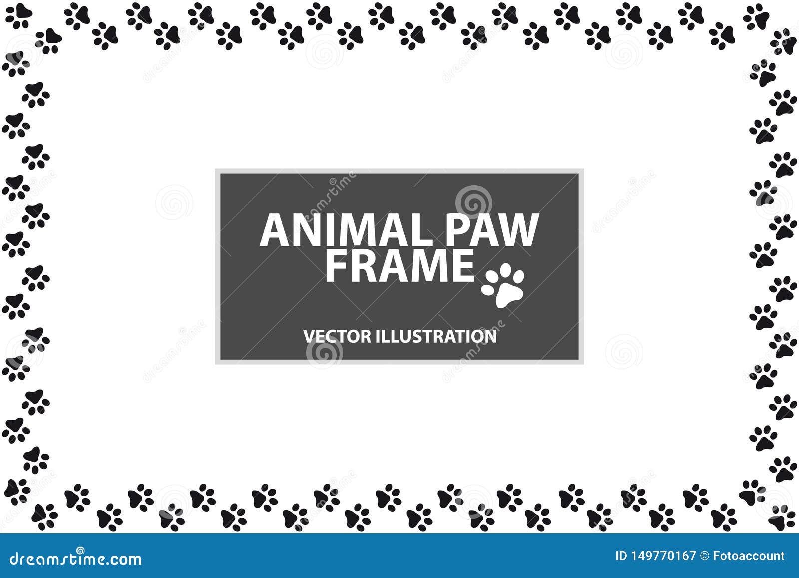 Rectangle Frame Made of Animal Paws - Vector Illustration - Isolated on ... Rectangle Frame Made of Animal Paws - Vector Illustration - Isolated on ...