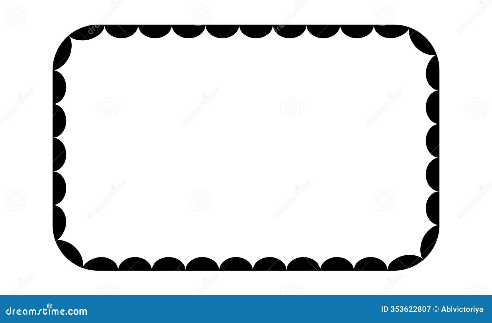 Rectangle Frame with Scalloped Inner Borders. Vignette for Picture or ...