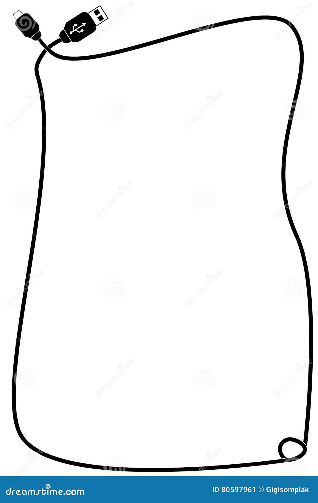 Rectangle Frame - USB Cable at at White Background Stock Vector ...