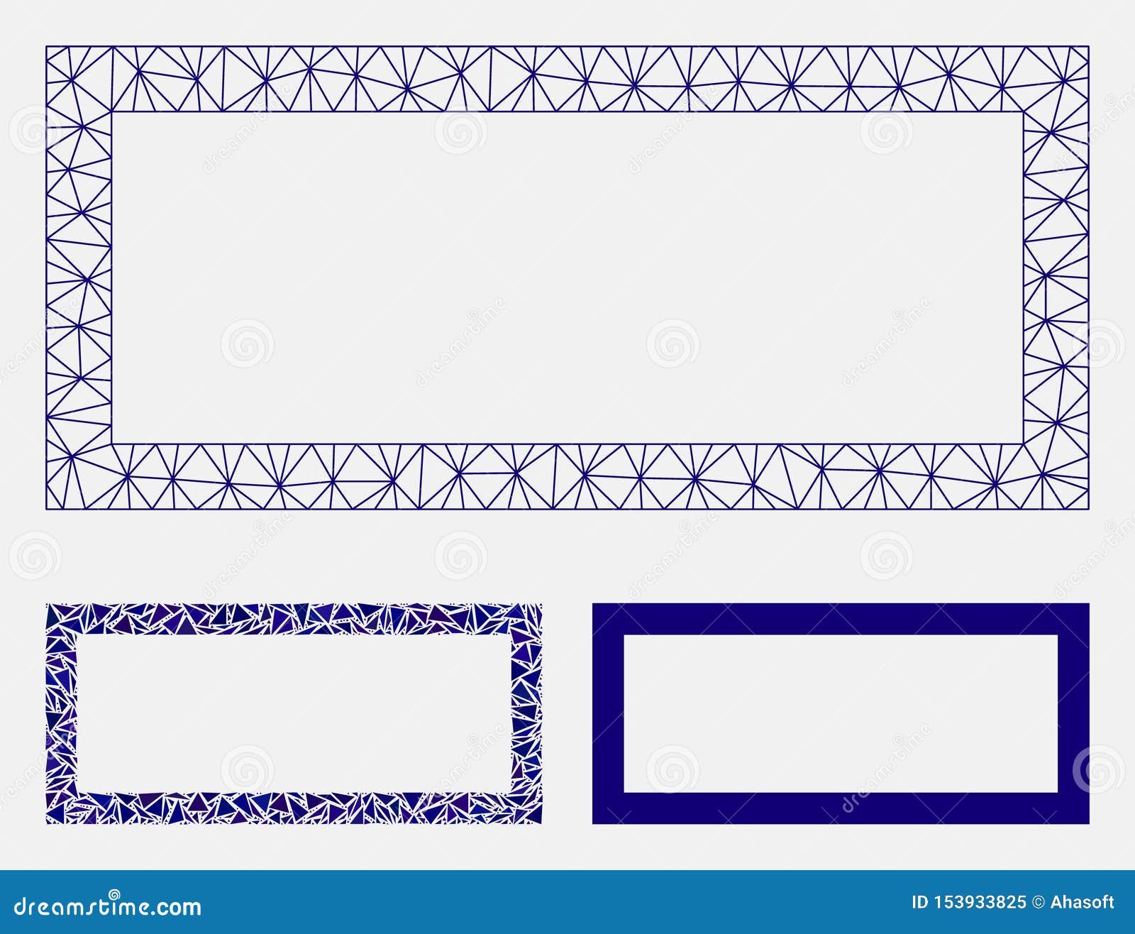 Rectangle Frame Vector Mesh Carcass Model and Triangle Mosaic Icon ...