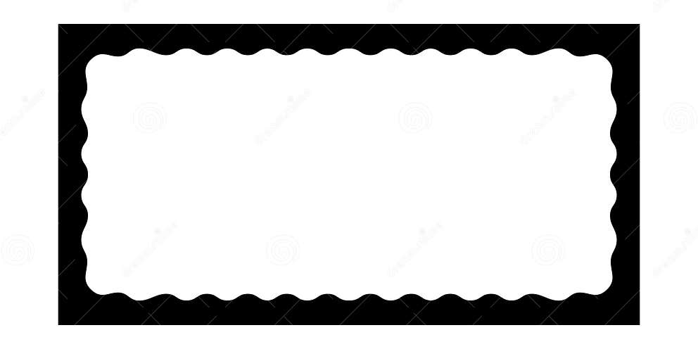 Rectangle Frame with Wavy Inner Edges. Rectangular Vignette with Curvy ...
