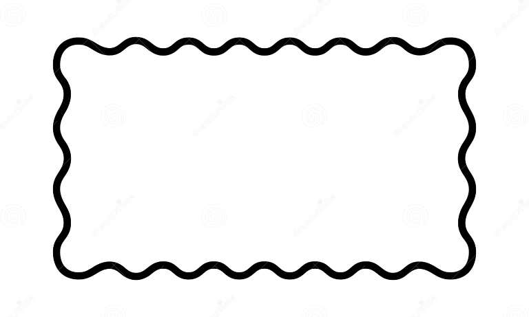 Rectangle Frame with Wiggly Edges. Rectangular Shape with Scallop ...