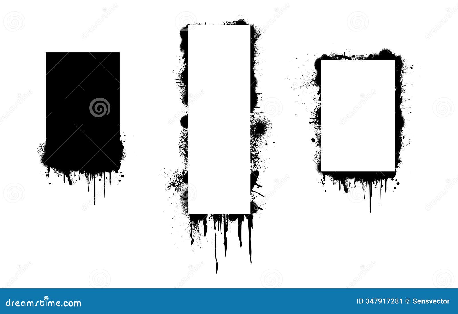 Rectangle Frames in Grunge Style, Graffiti Art Stock Illustration ...