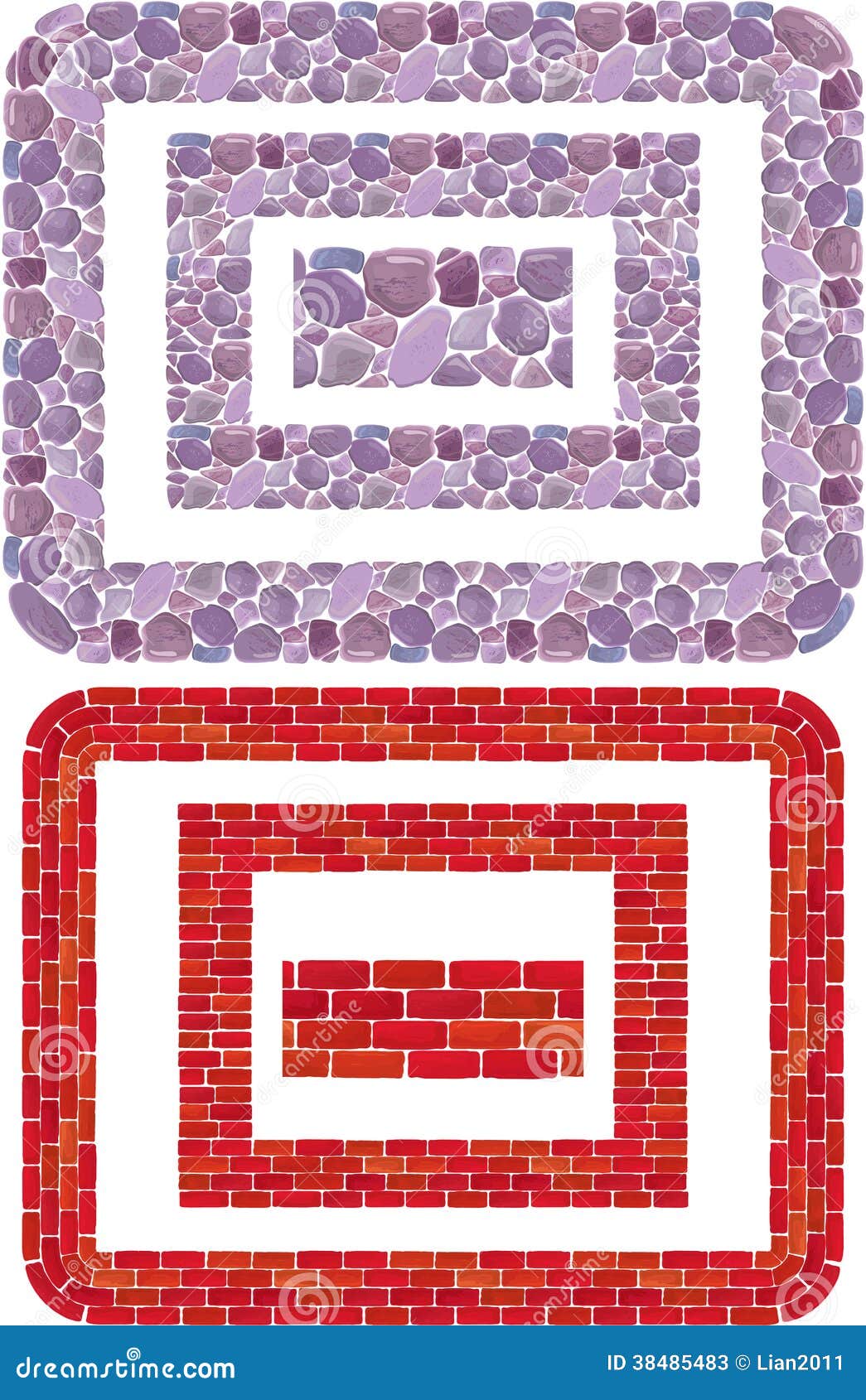 Rectangle Frames with Stone and Brick Background Stock Vector ...