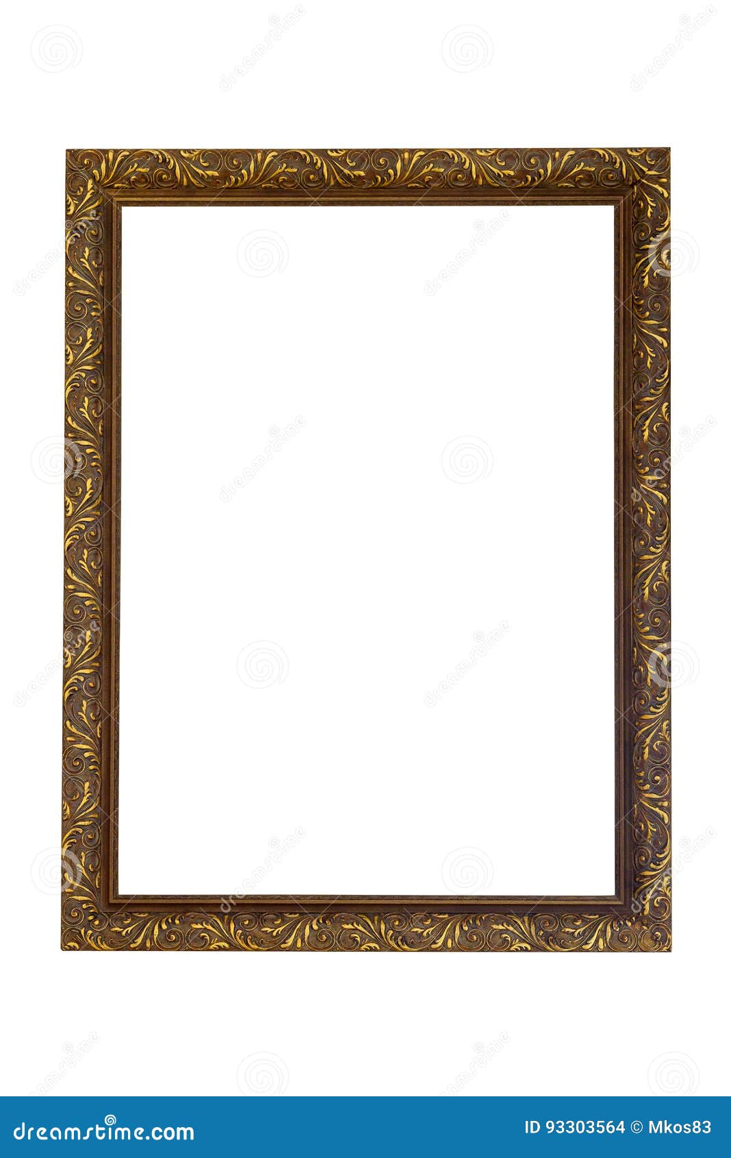 Rectangle Gilded Picture Frame Stock Photo - Image of isolated ...