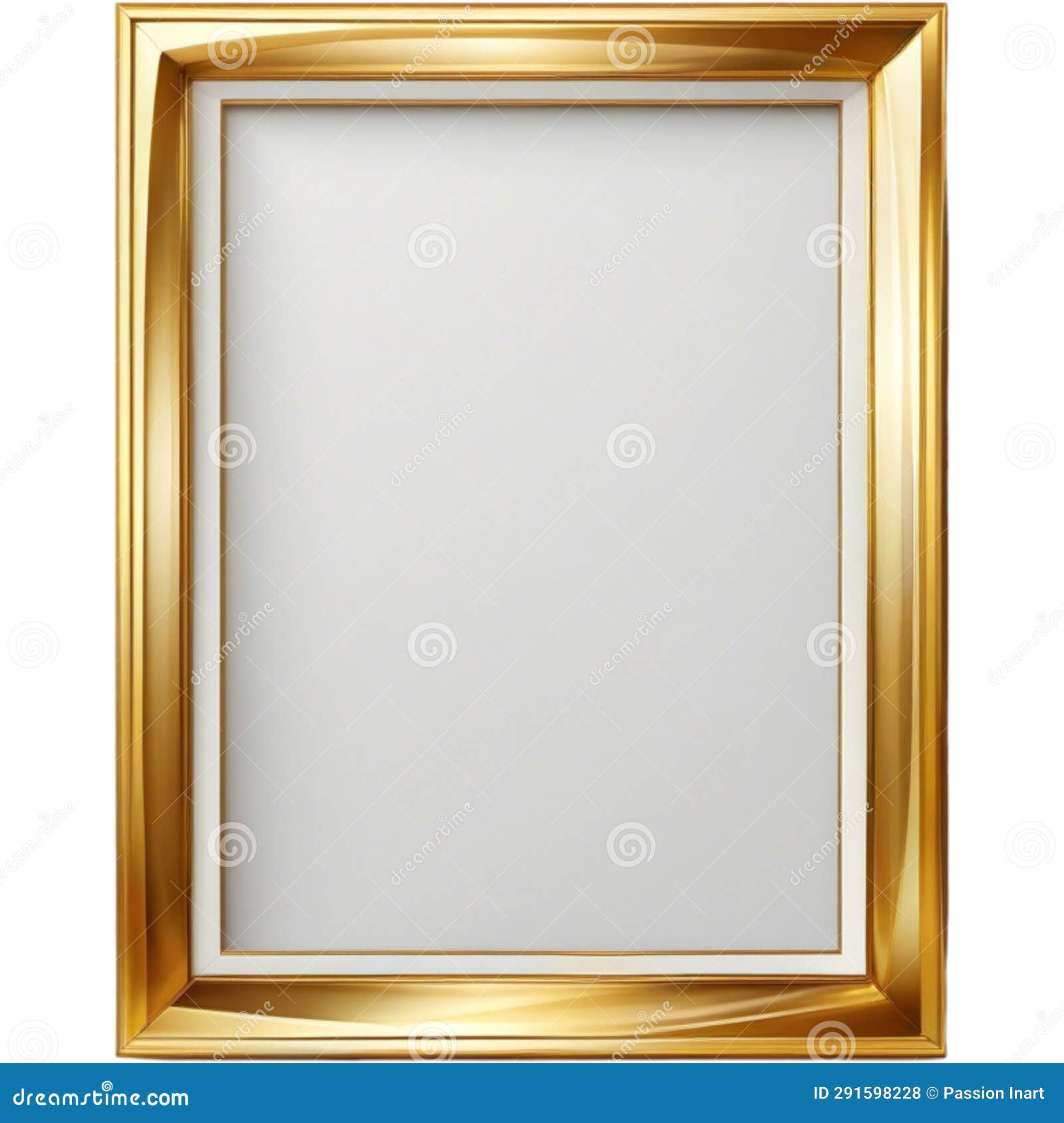 Rectangle Golden Frame Border Isolated on White Background Stock ...