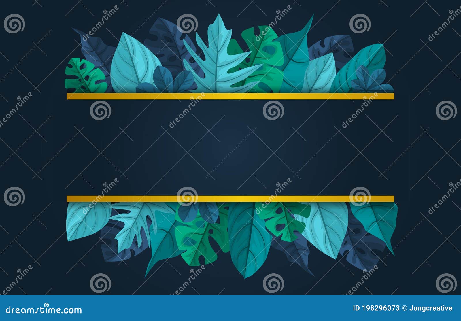 Rectangle Green Tropical Plant Summer Leaf Border Frame Background ...