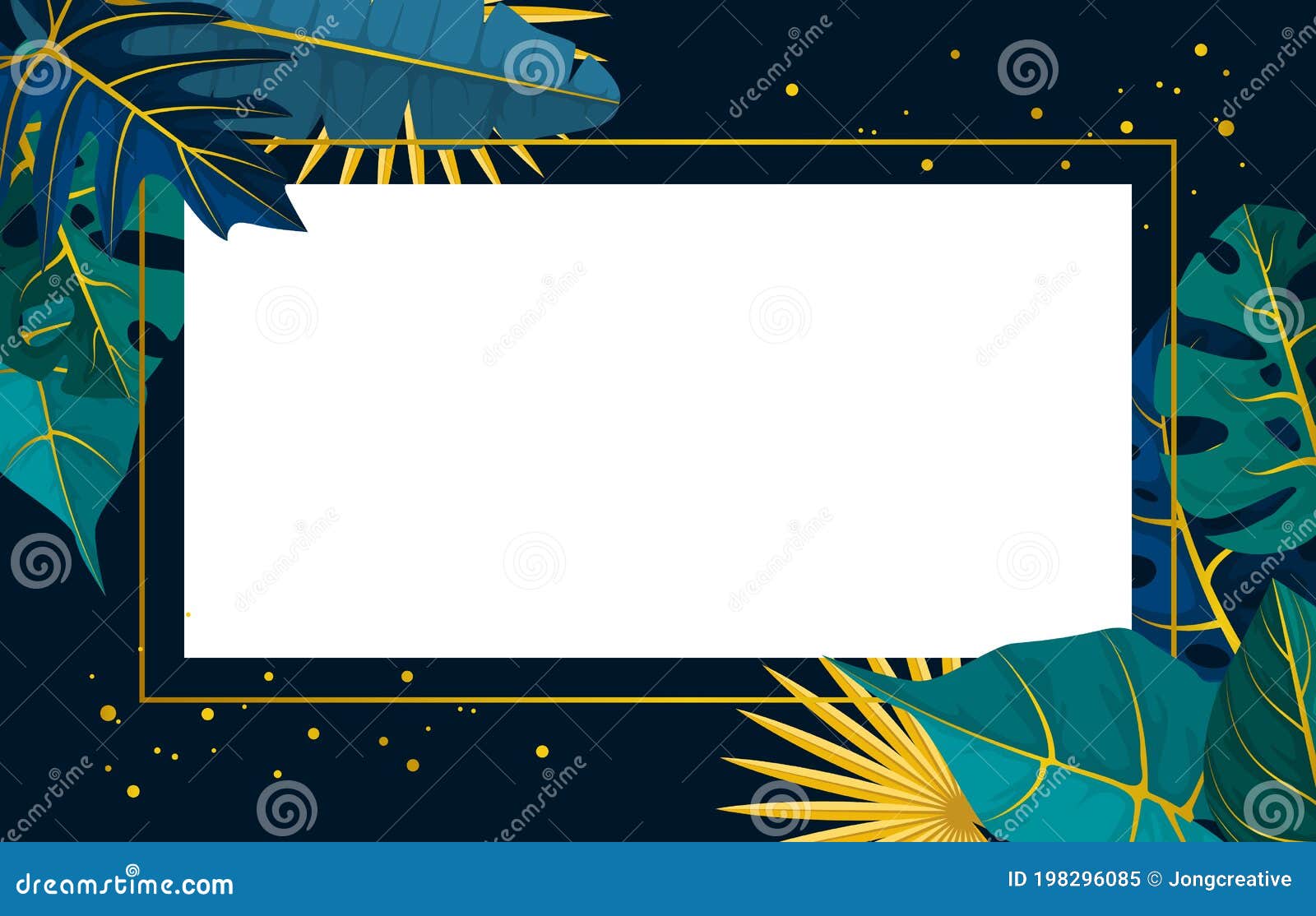 Rectangle Green Tropical Plant Summer Leaf Border Frame Background ...