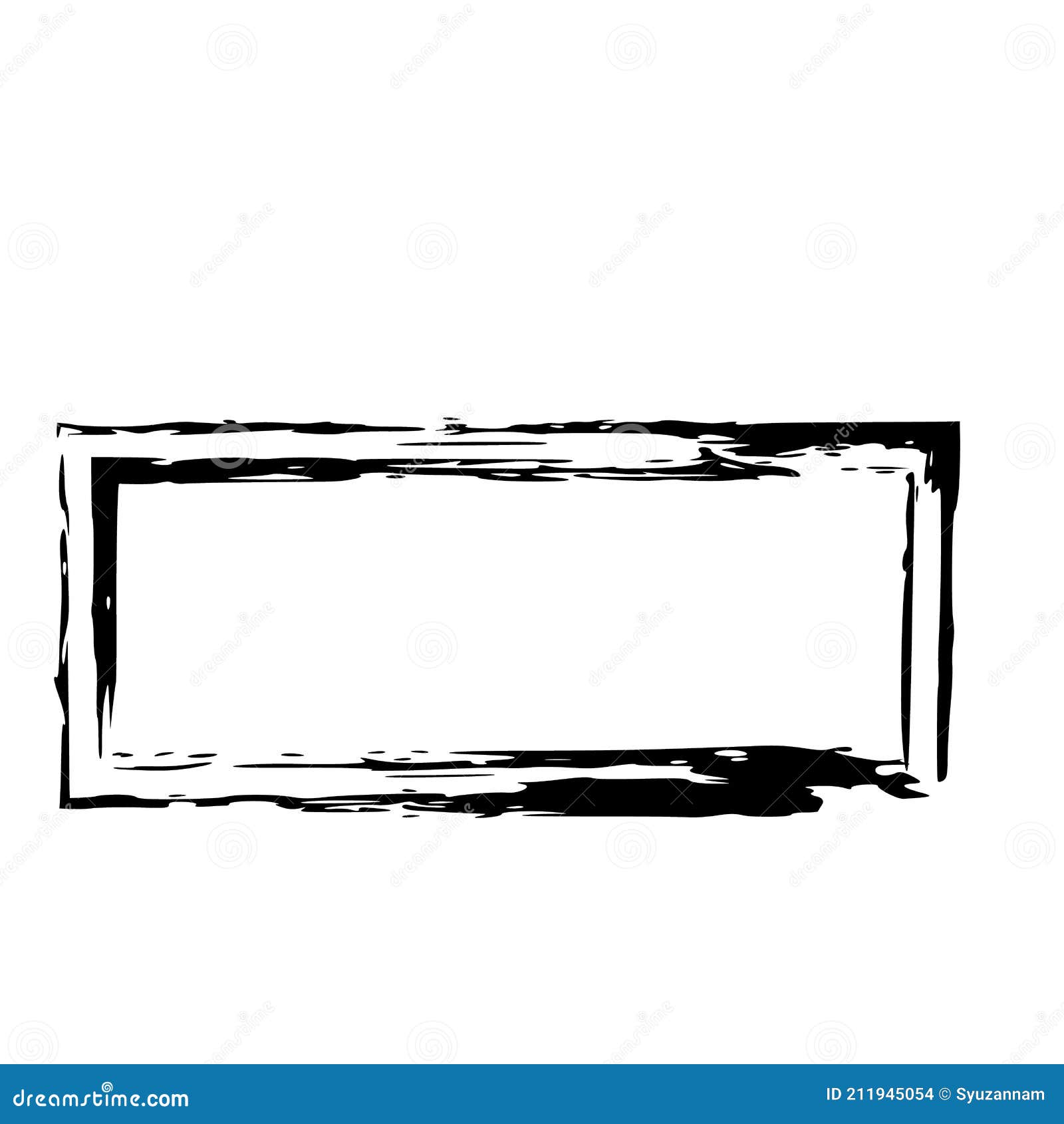 Rectangle Grunge Frame Isolated on White Background. Black Ink Border ...