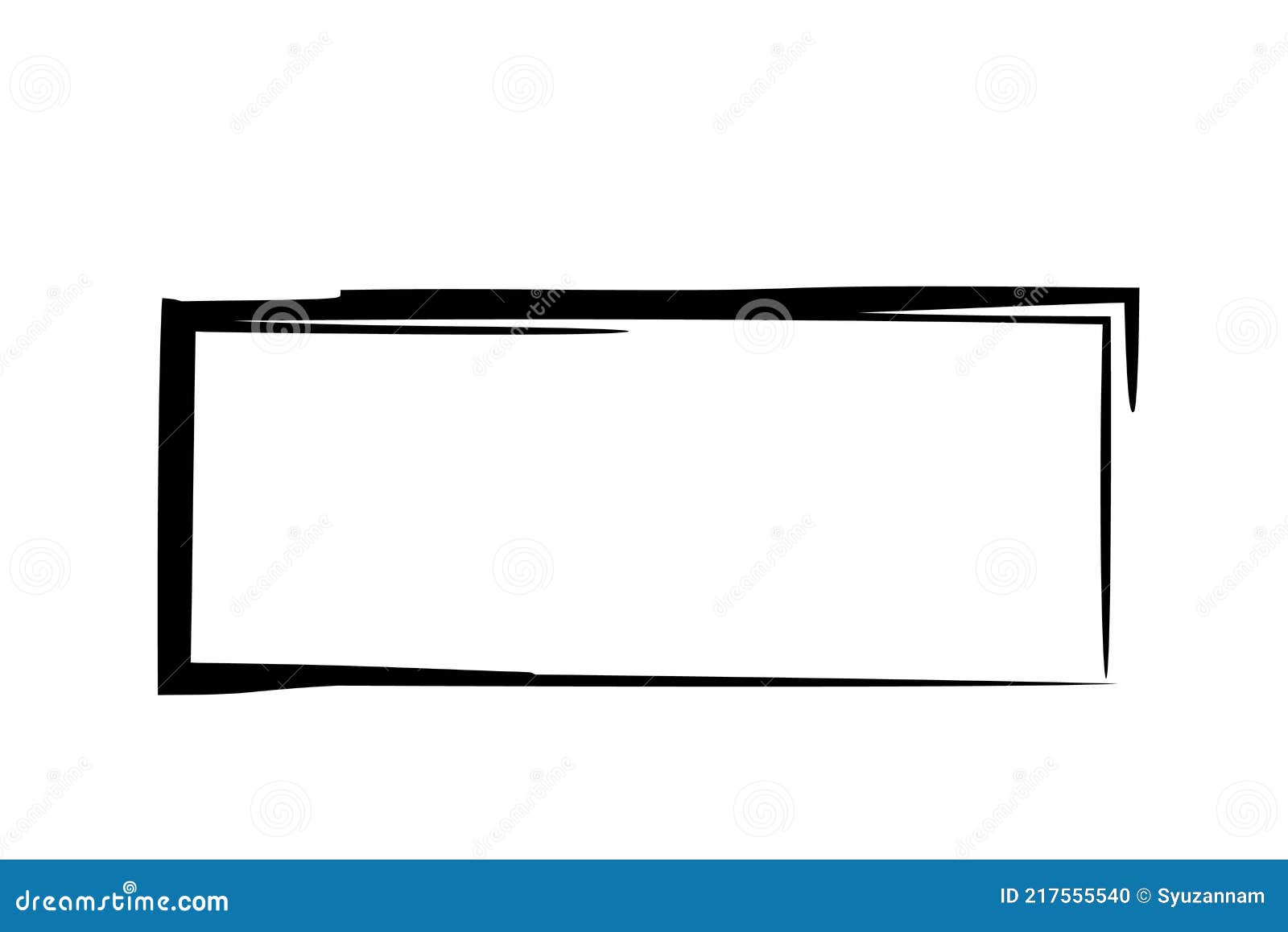 Rectangle Grunge Frame Isolated on White Background. Black Ink Border ...