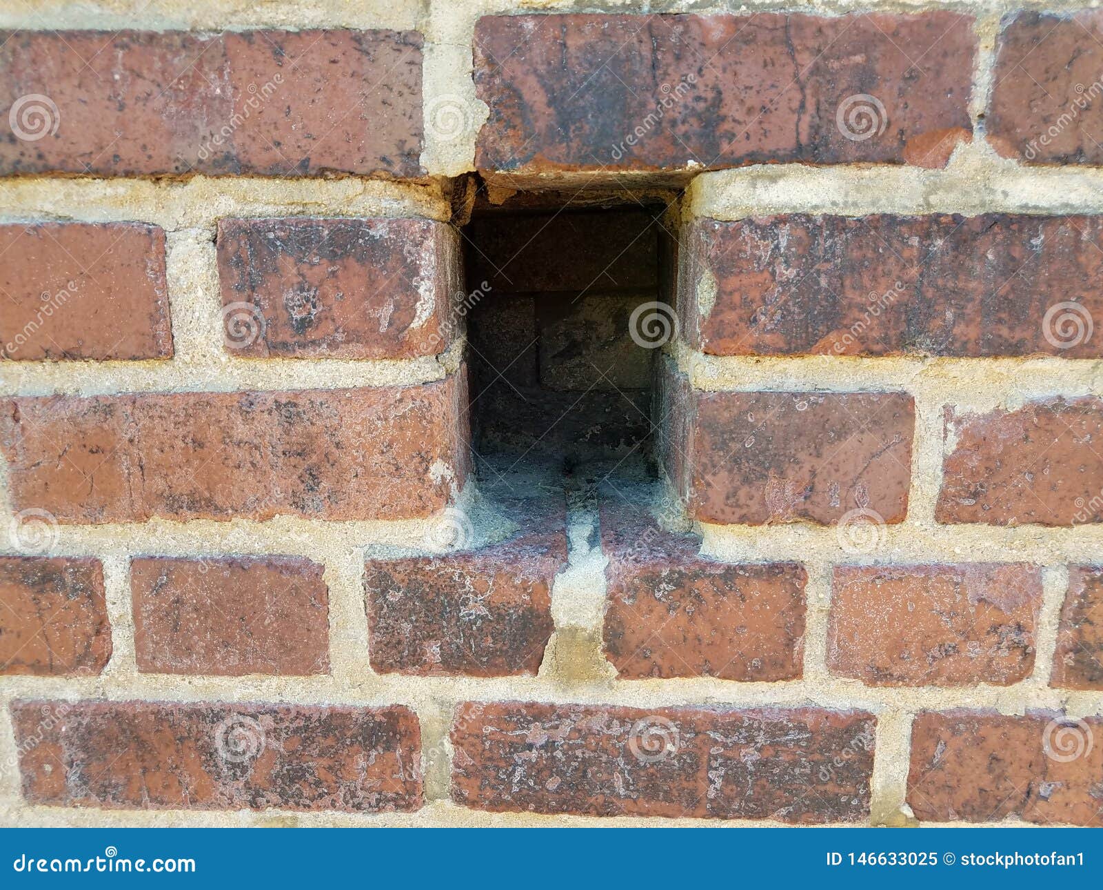 Rectangle Hole in Red Brick Wall or Masonry Stock Image - Image of ...