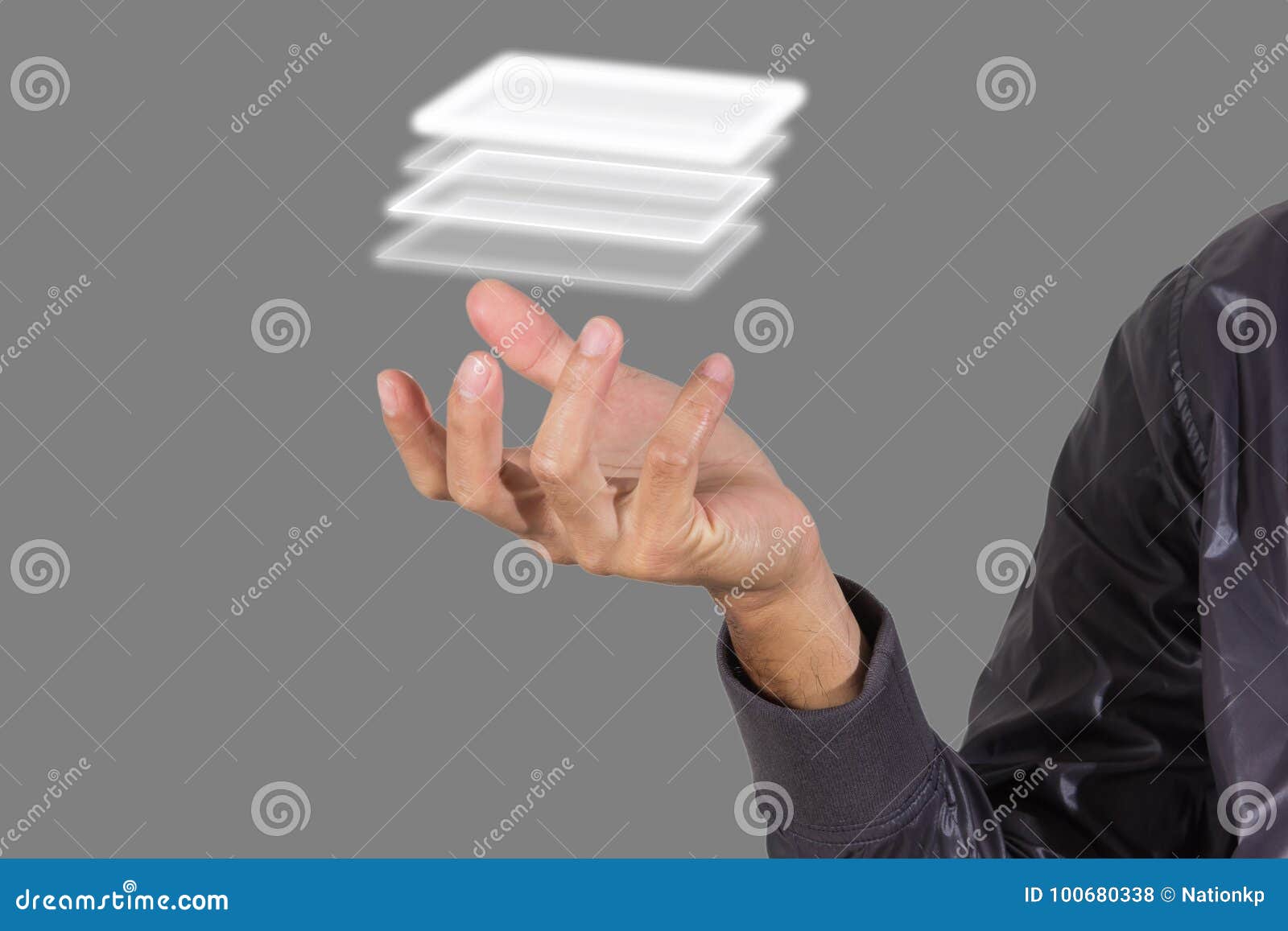 Rectangle Icon Stack Over Hand Human Stock Photo - Image of digital ...