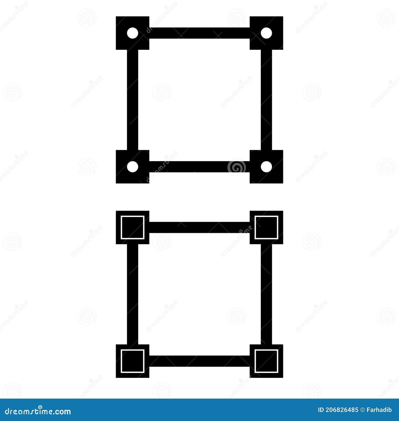 Rectangle Icon Vector Logo, Black and White Version Stock Illustration ...