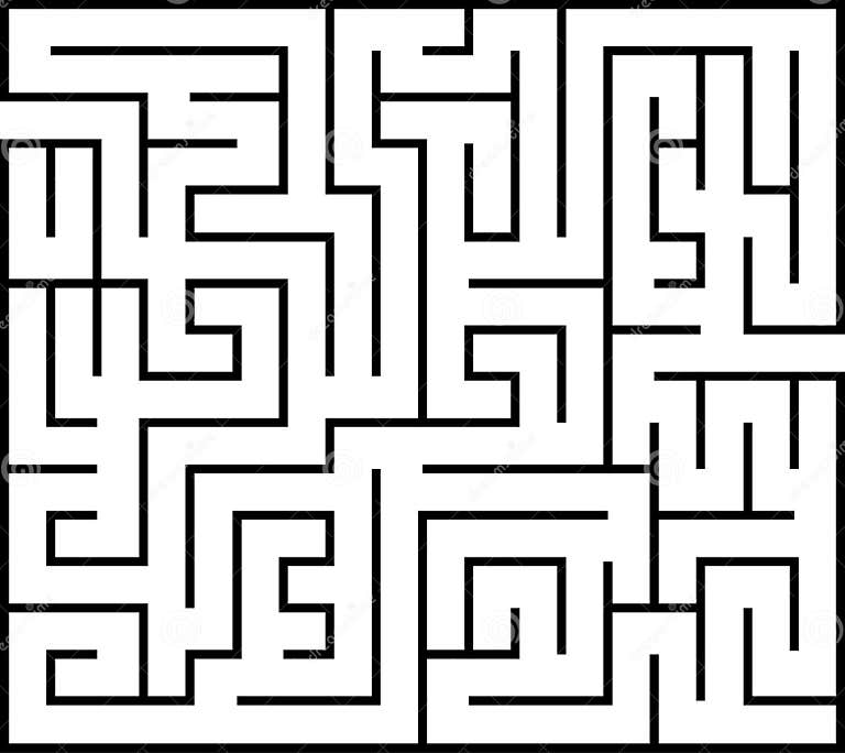 Rectangle Labyrinth with Entry and Exit. Line Maze Game. Medium Complexity. Vector Stock Vector ...