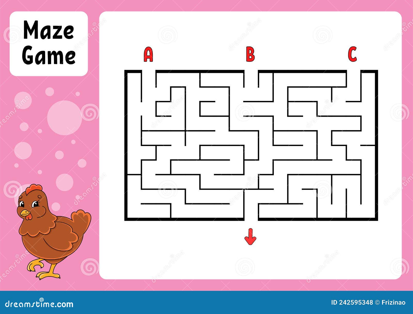 Rectangle Maze. Game for Kids. Three Entrances, One Exit. Education ...