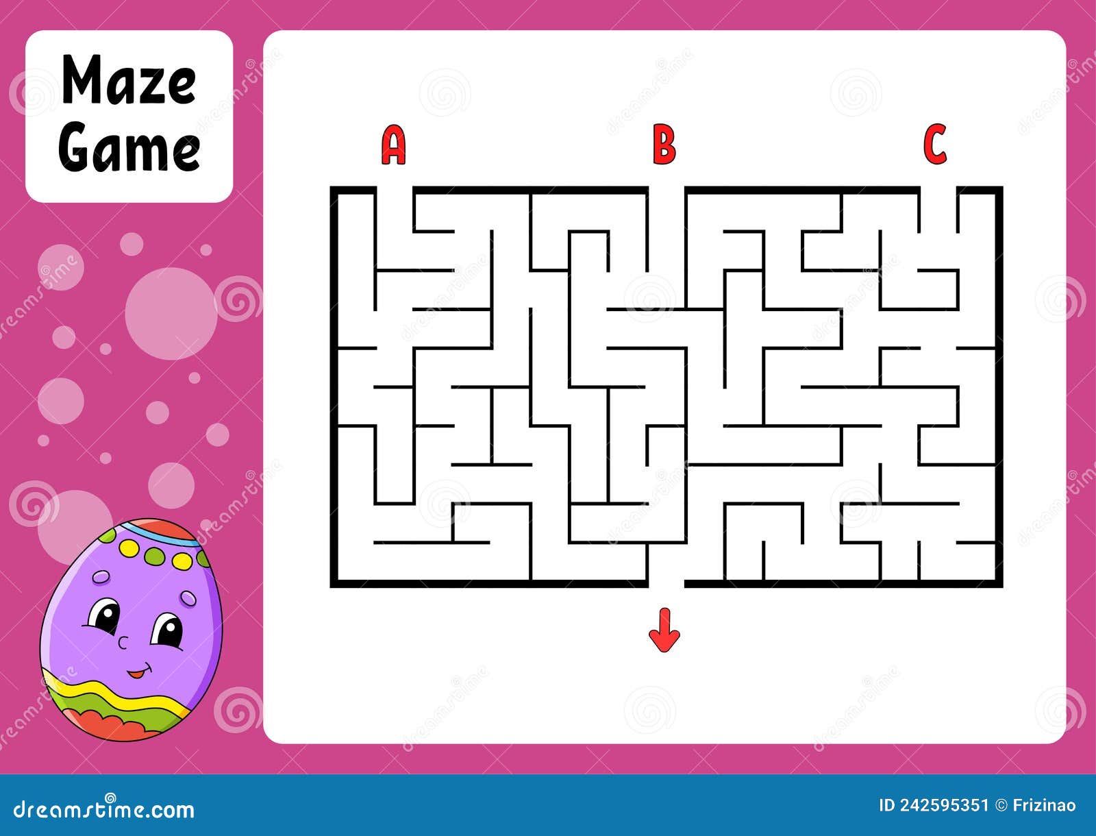 Rectangle Maze. Game for Kids. Three Entrances, One Exit. Education ...