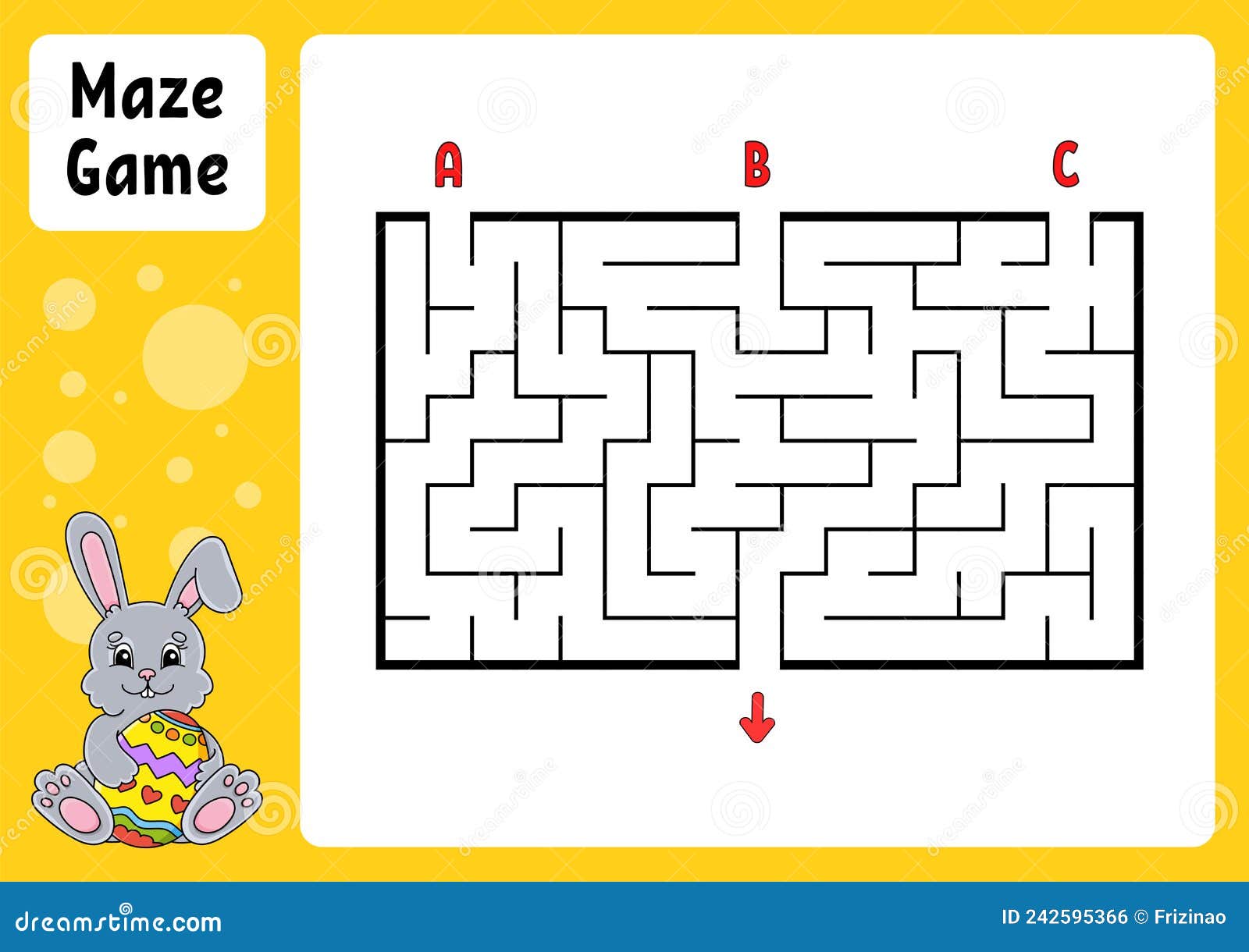Rectangle Maze. Game for Kids. Three Entrances, One Exit. Education ...