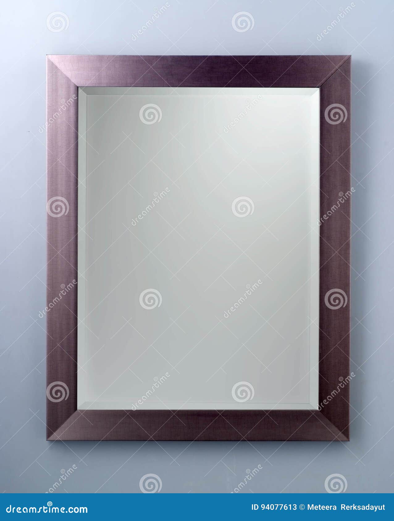 Rectangle Mirror Created by Purple Wood Frame Stock Image - Image of ...