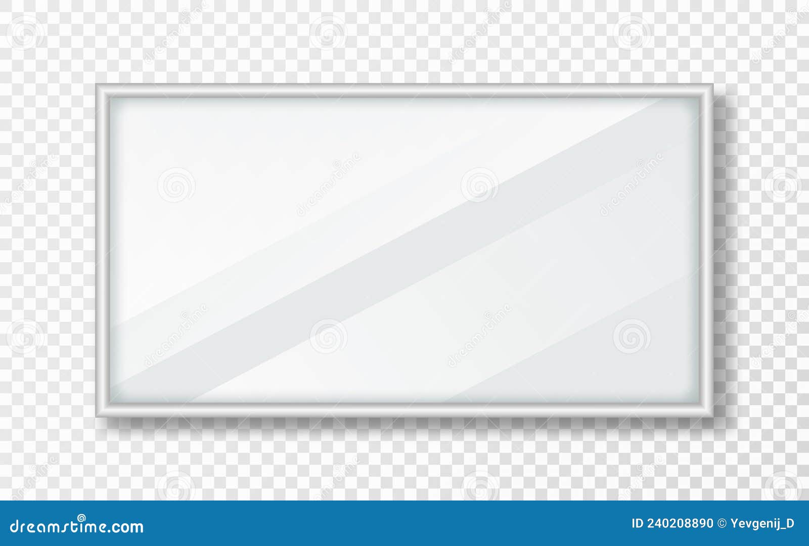 Rectangle Mirrors With Reflection In Silver Frame. Realistic Mirror ...