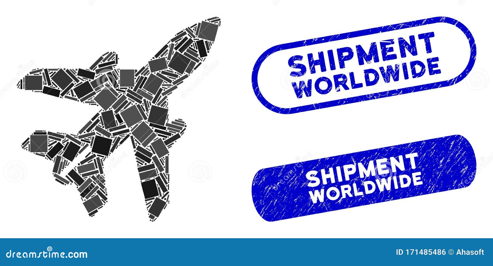 Rectangle Mosaic Airplane with Scratched Shipment Worldwide Seals Stock ... Rectangle Mosaic Airplane with Scratched Shipment Worldwide Seals Stock ...