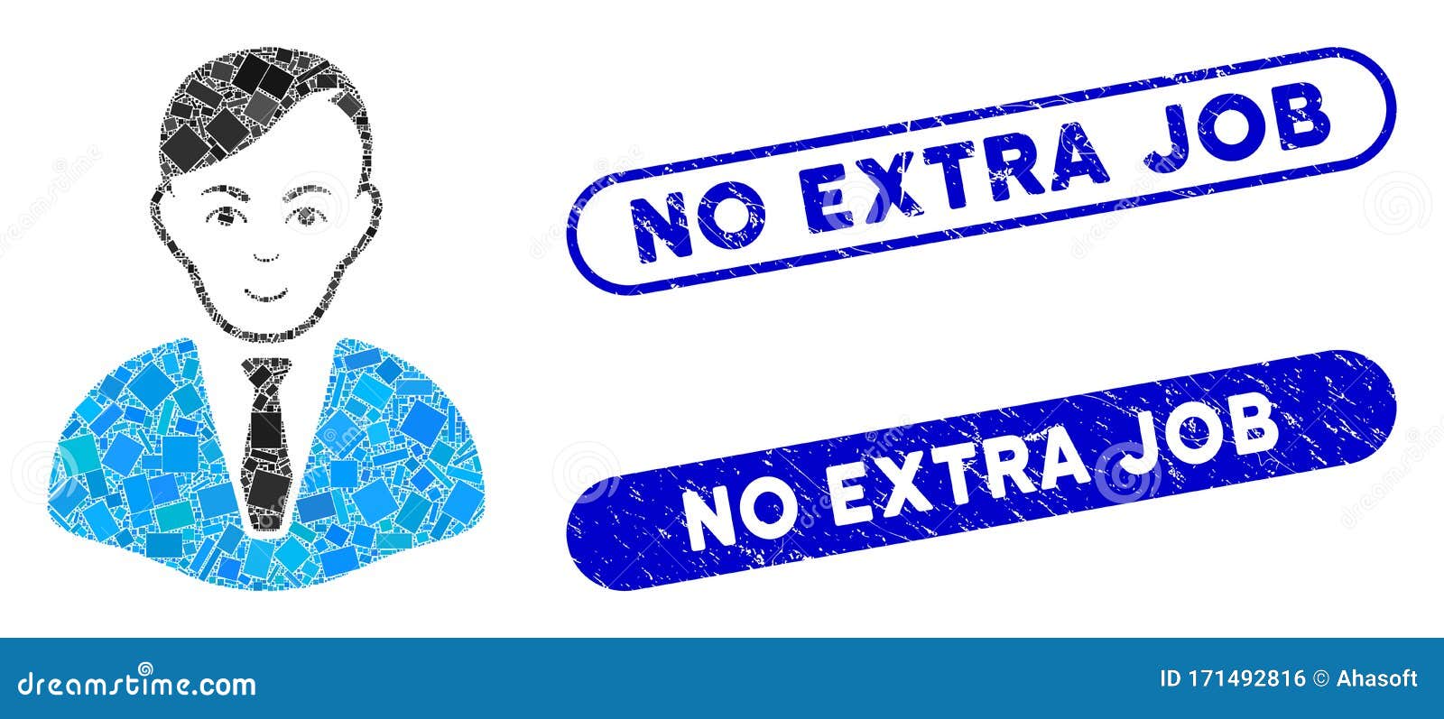 Rectangle Mosaic Businessman with Distress No Extra Job Seals Stock ...