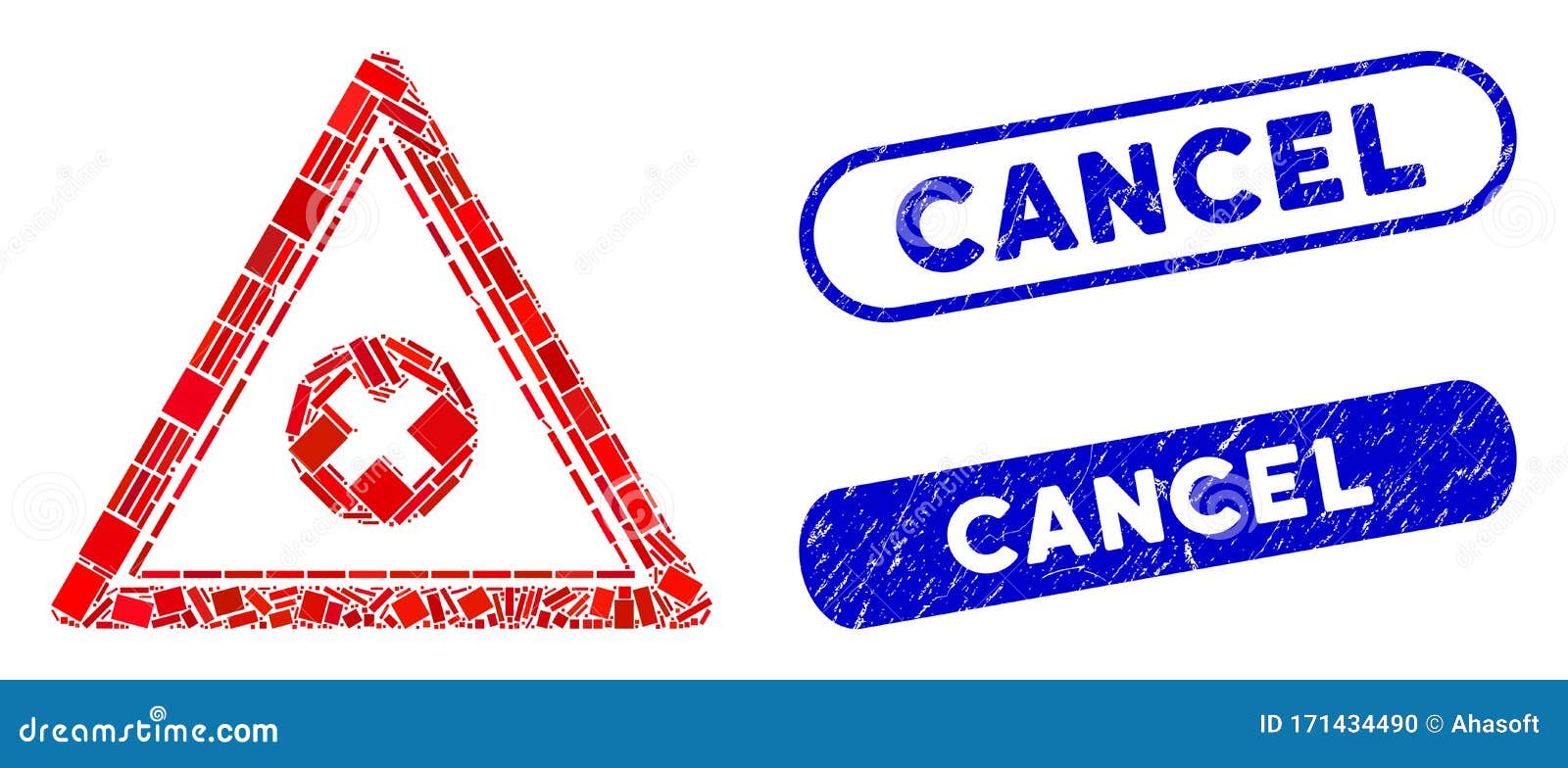 Rectangle Mosaic Cancel Triangle with Distress Cancel Seals Stock ...