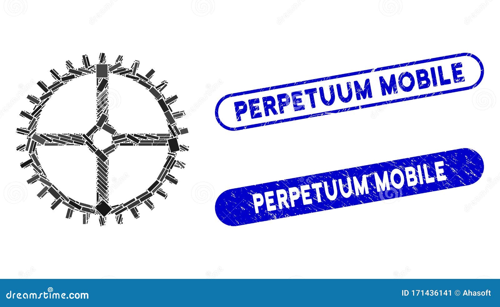 Collage Perpetuum Mobile Icon With Textured Poisoned Seal Cartoon ...