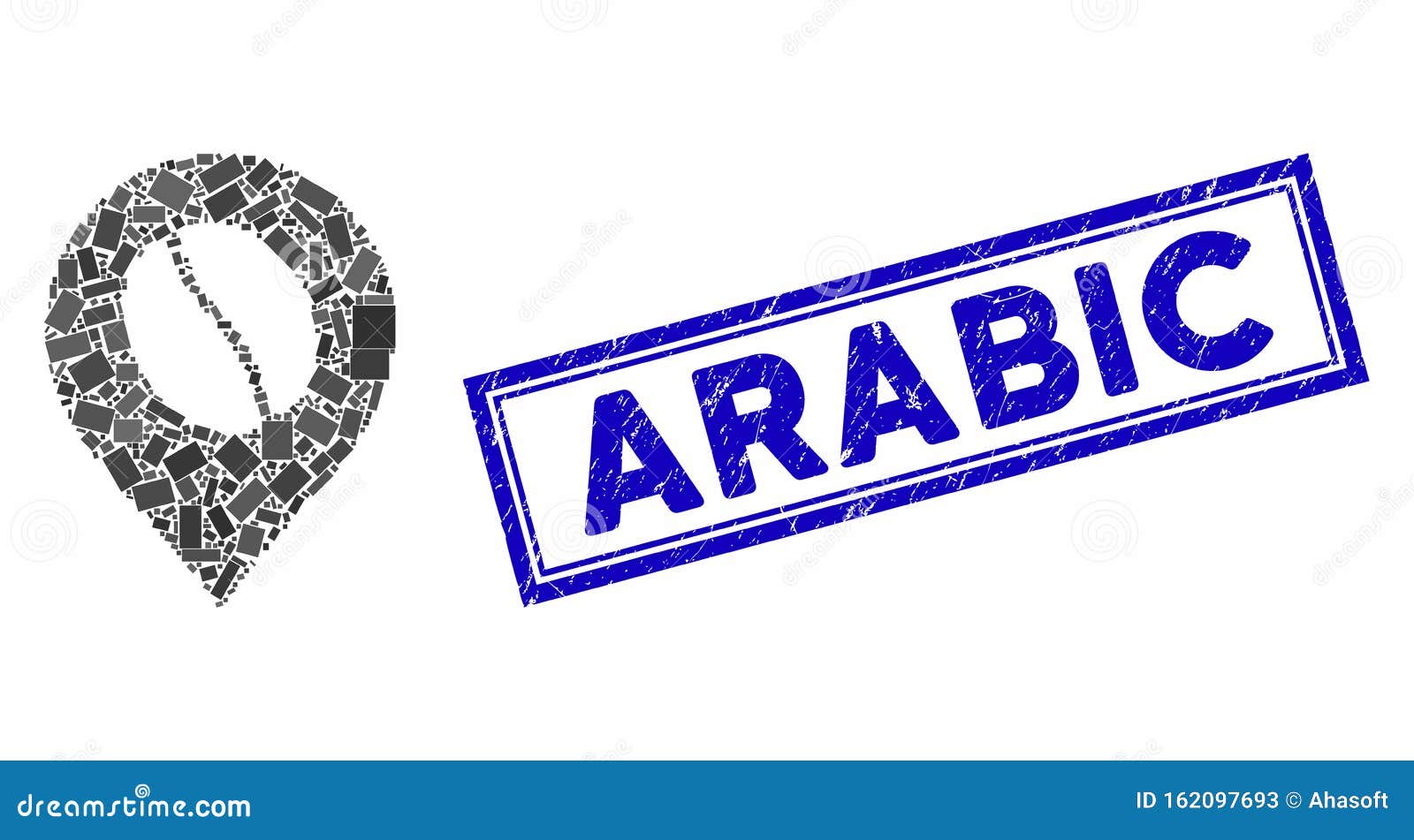Rectangle Mosaic Coffee Bean Marker with Grunge Arabic Seal Stock ...