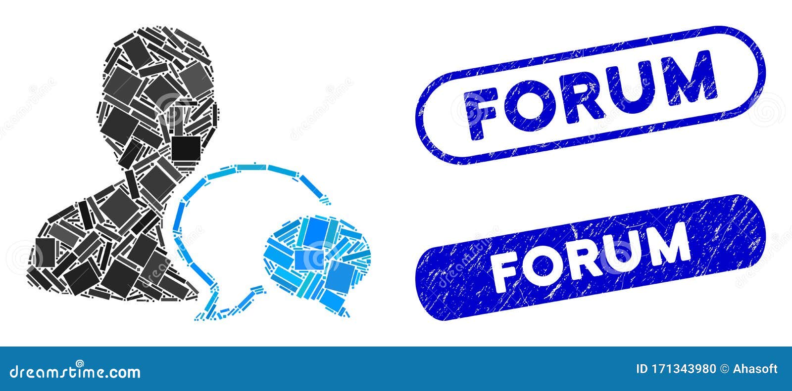 Rectangle Mosaic Forum Moderator with Distress Forum Seals Stock Vector ...