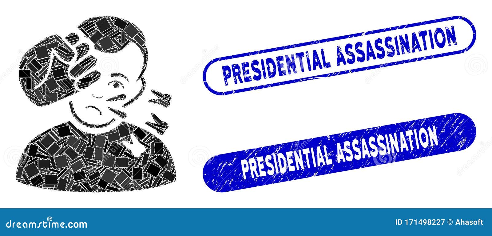 Textured Presidential Assassination Round Seal Stamp And Recursive ...