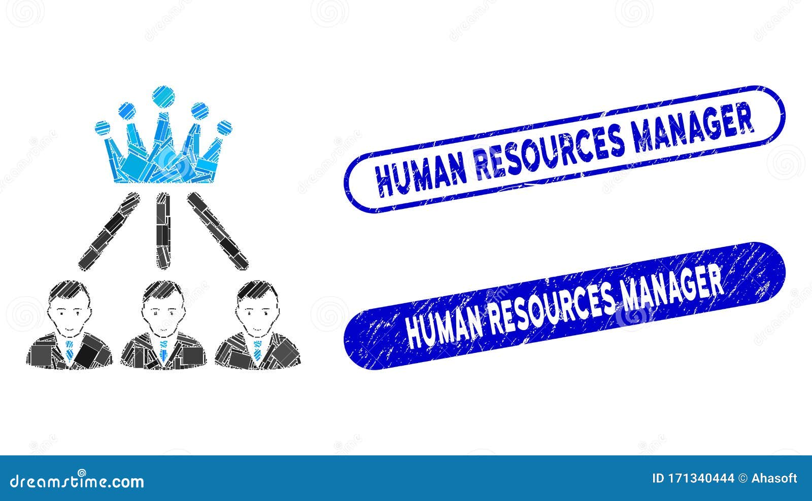 Rectangle Mosaic Hierarchy Men with Scratched Human Resources Manager ...