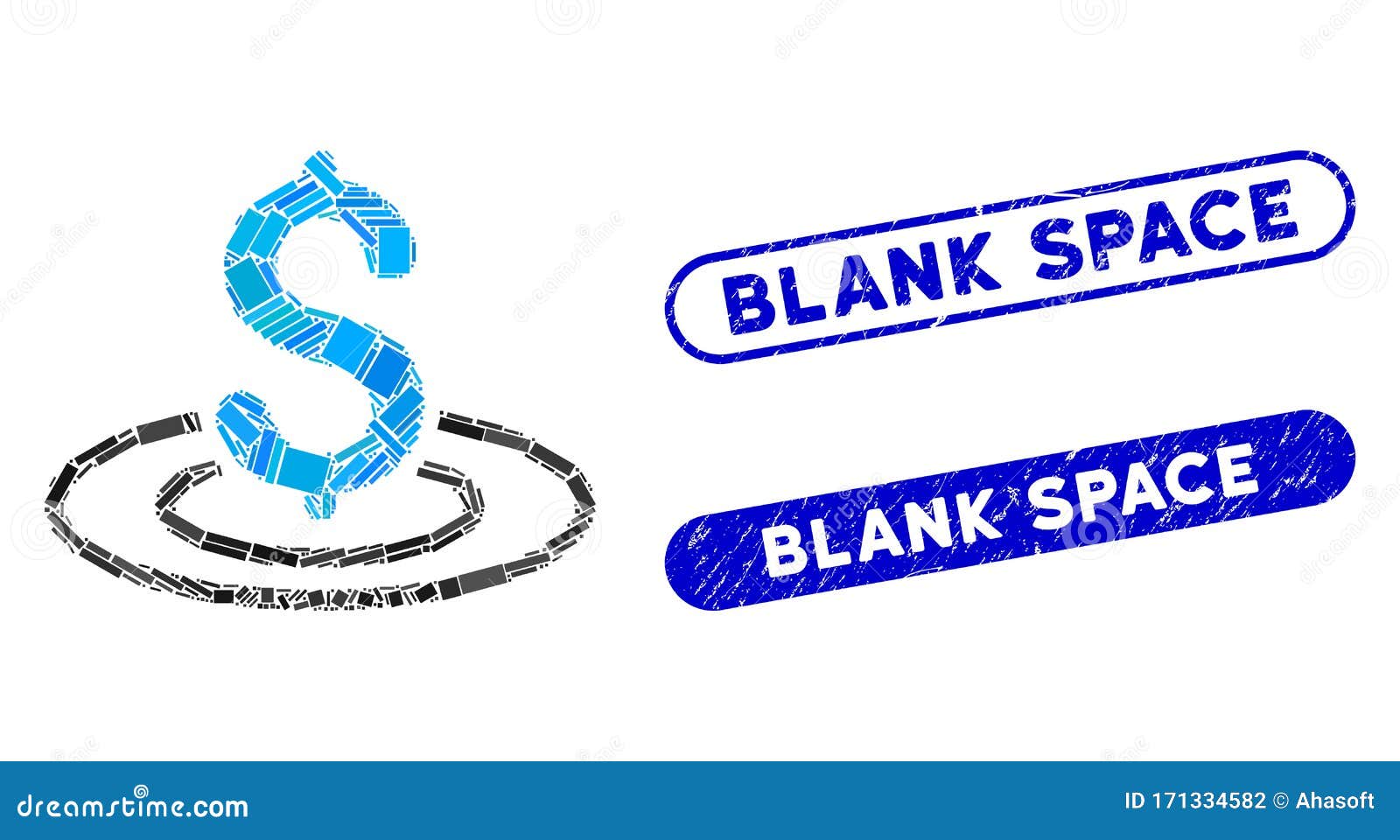 Rectangle Mosaic Money Area with Textured Blank Space Seals Stock ...