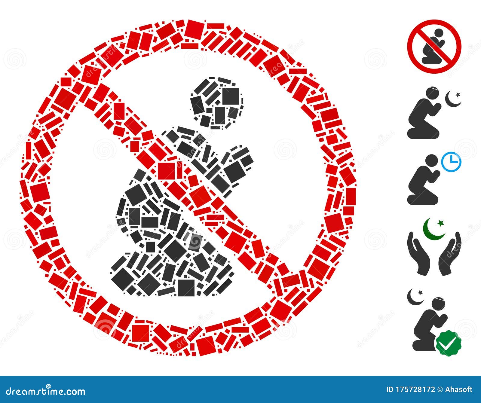 Rectangle Mosaic No Praying Stock Illustration - Illustration of muslim ...