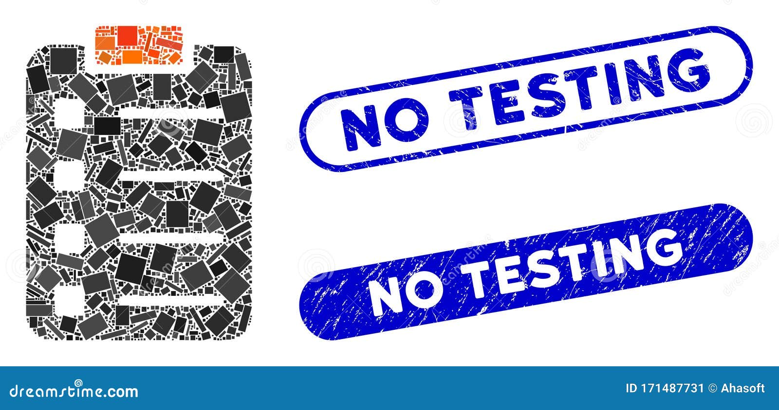 Rectangle Mosaic Pad Form with Scratched No Testing Stamps Stock Vector ...