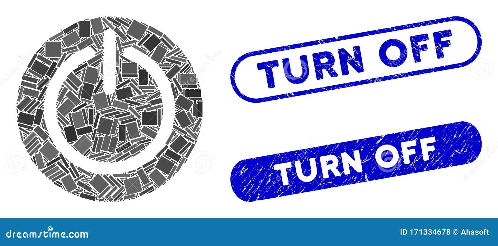 Rectangle Mosaic Turn Off Power with Distress Turn Off Stamps Stock ...