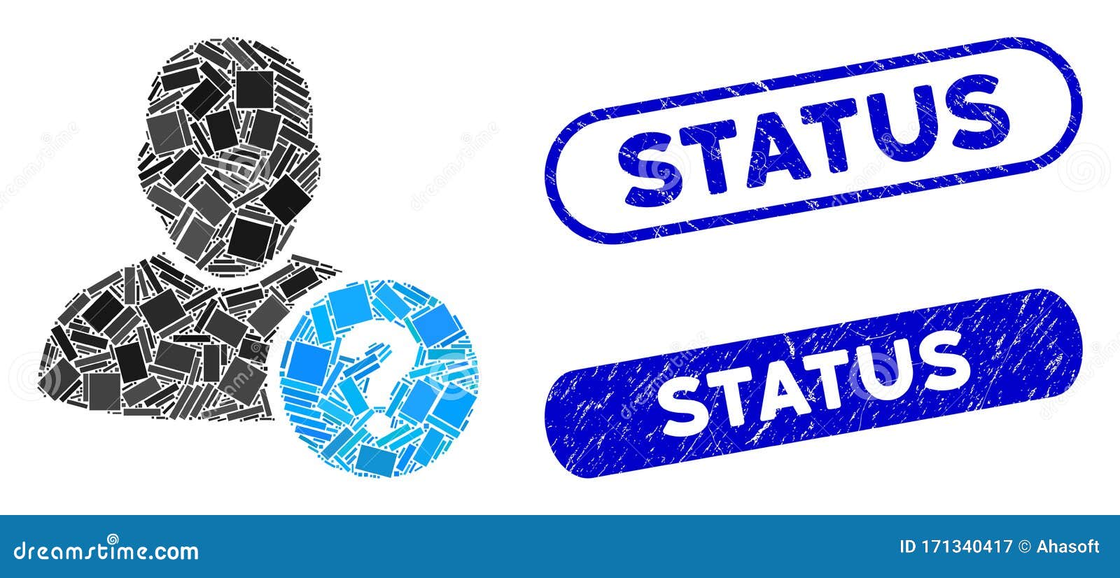 Rectangle Mosaic User Status with Distress Status Stamps Stock Vector ...