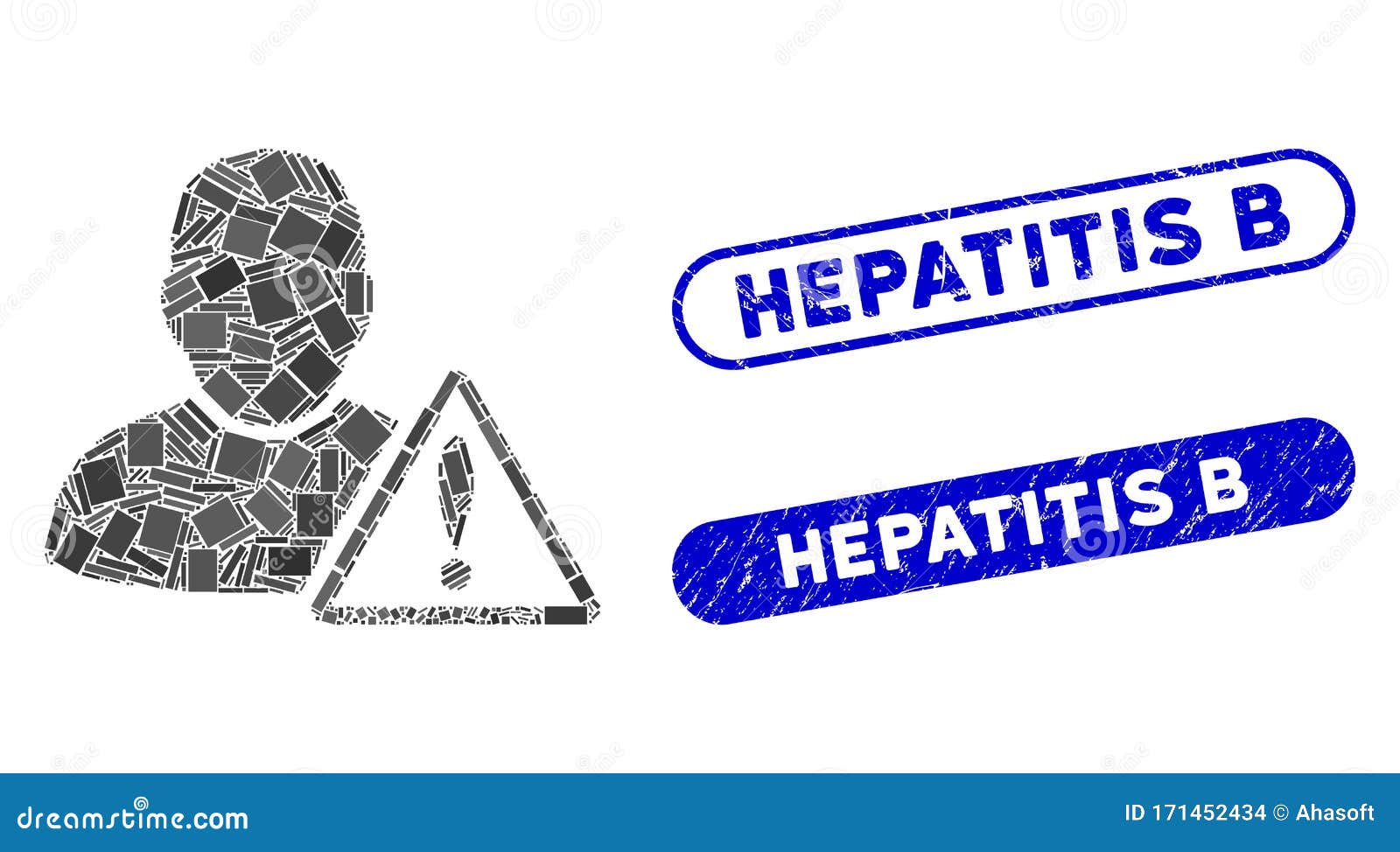 Rectangle Mosaic User Warning with Grunge Hepatitis B Seals Stock ...