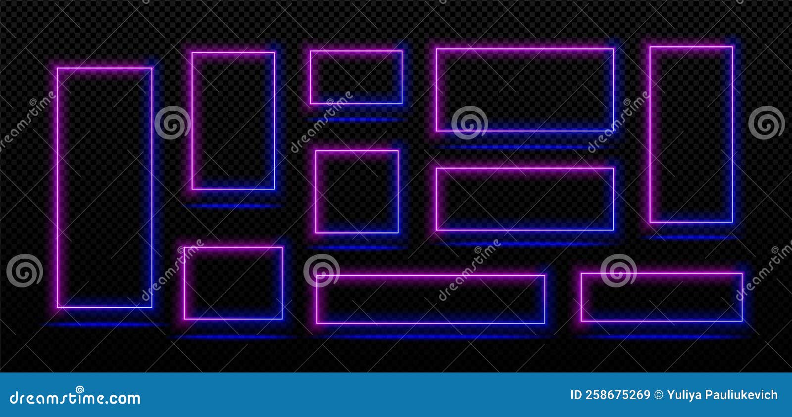Rectangle Neon Light Frames, Blue and Pink Borders Stock Vector ...