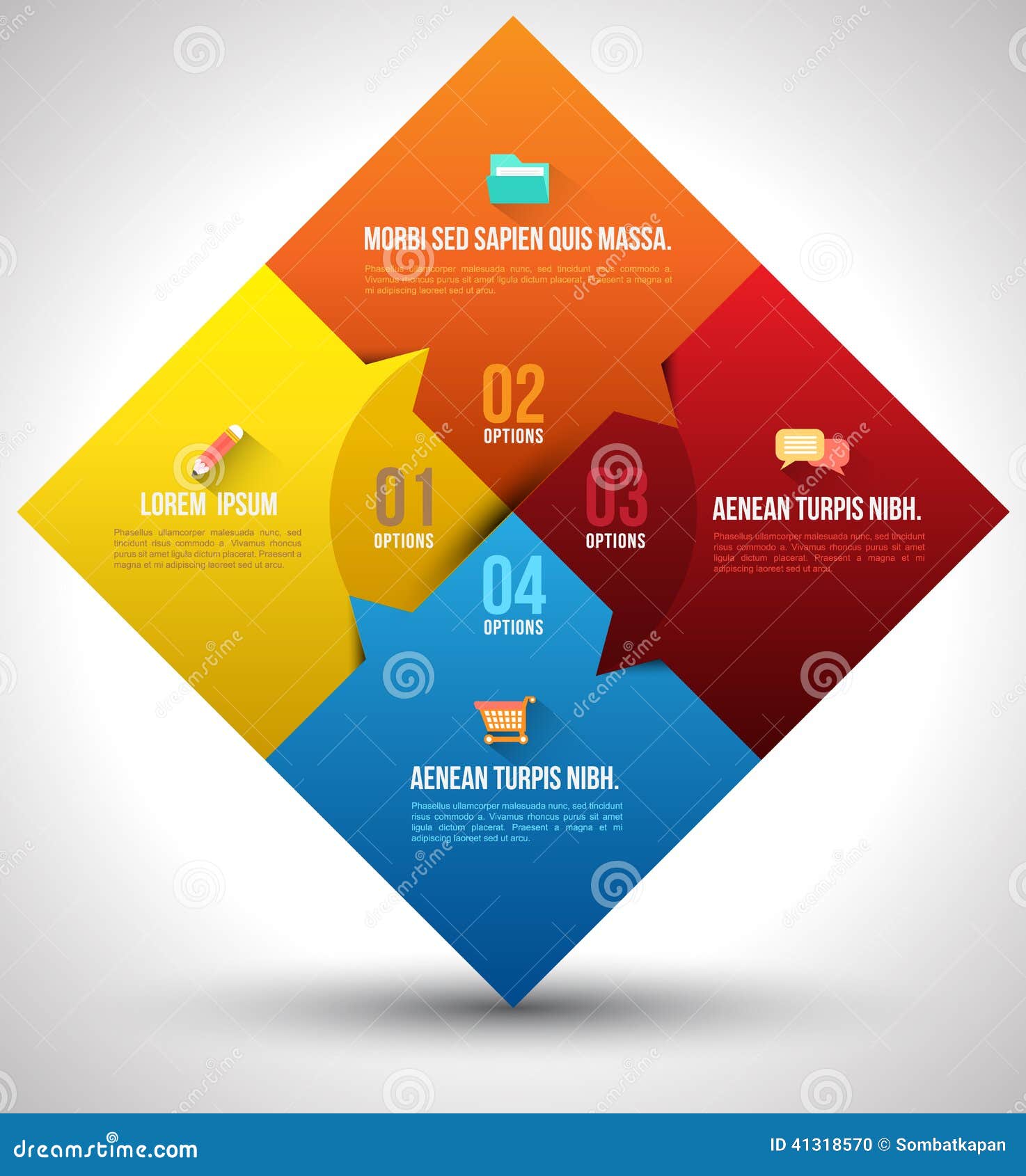 Rectangle Options Template with Icons Stock Vector - Illustration of ...