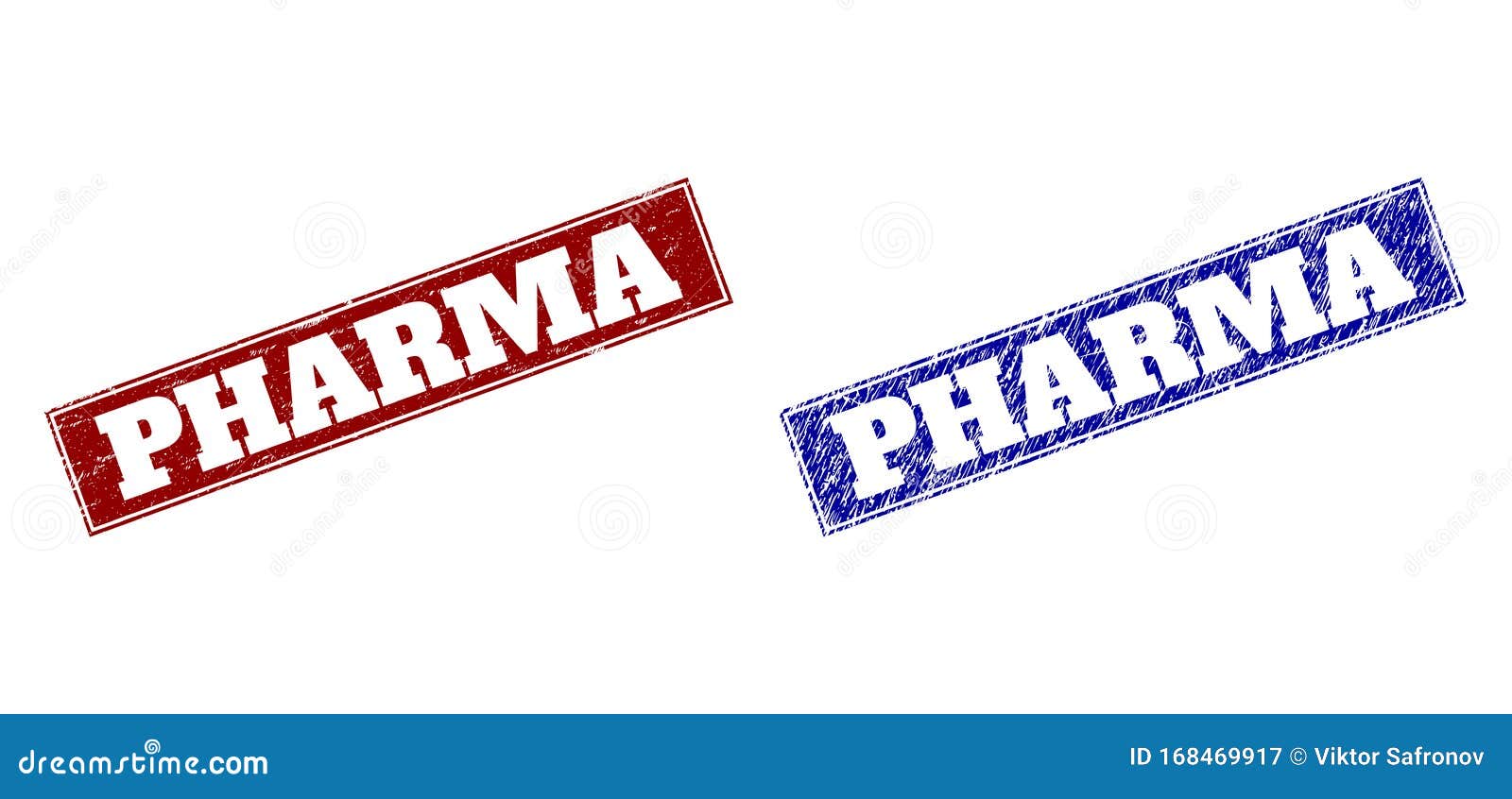 PHARMA Blue and Red Rectangle Watermarks with Distress Styles Stock ...