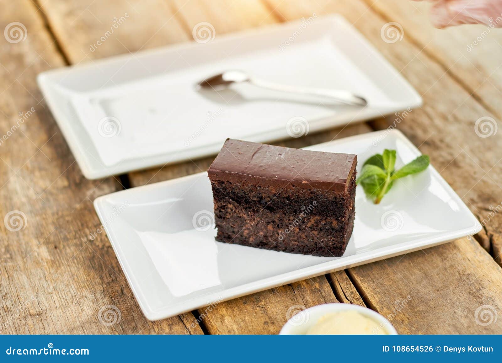 Rectangle Piece of Belgian Chocolate Cake. Stock Photo - Image of ...