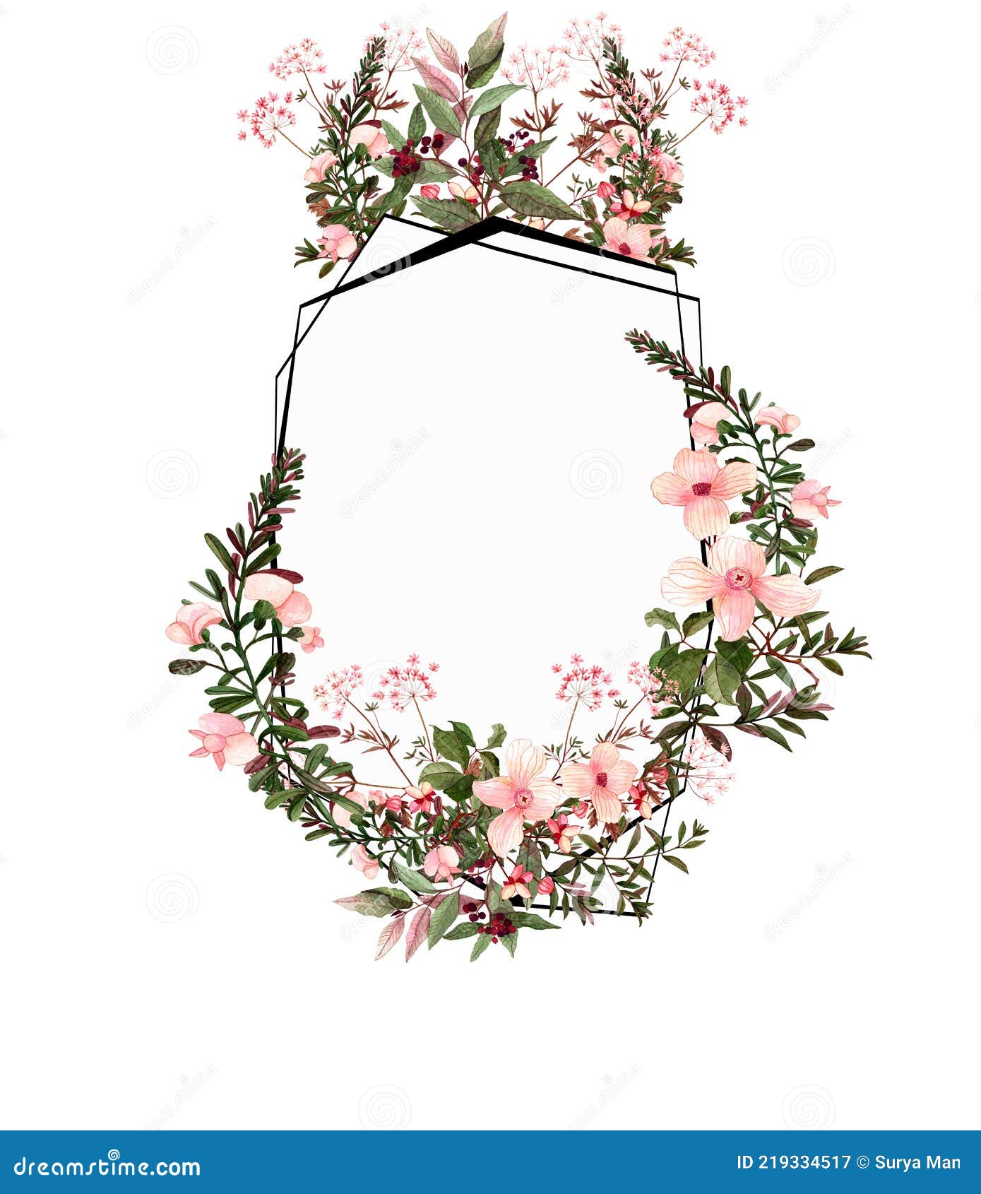 Rectangle Pink Fascinating Flower Frame With White Background High ...
